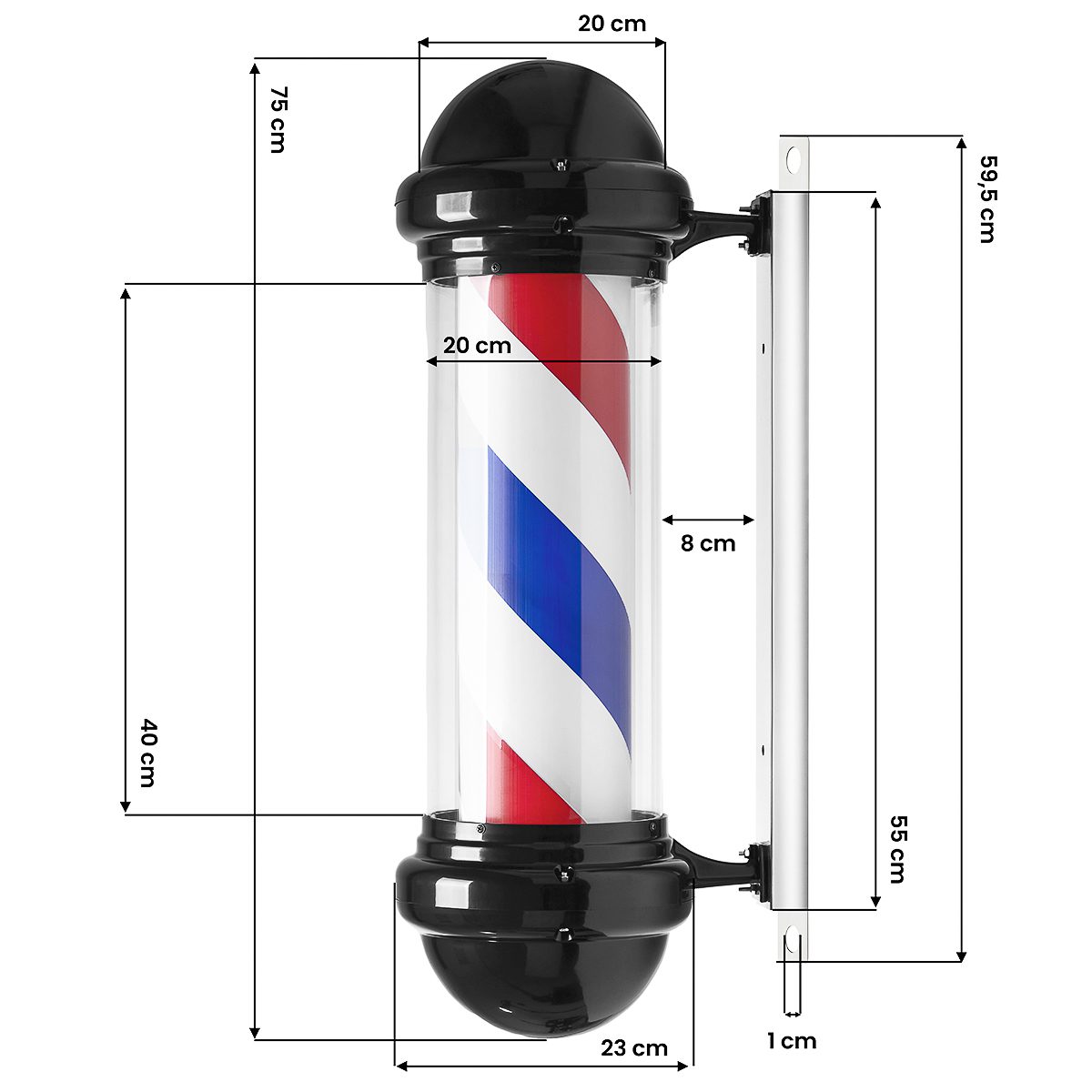 Valomainos BARBER SHOP BB02, suuri, musta - SalonPro.fi
